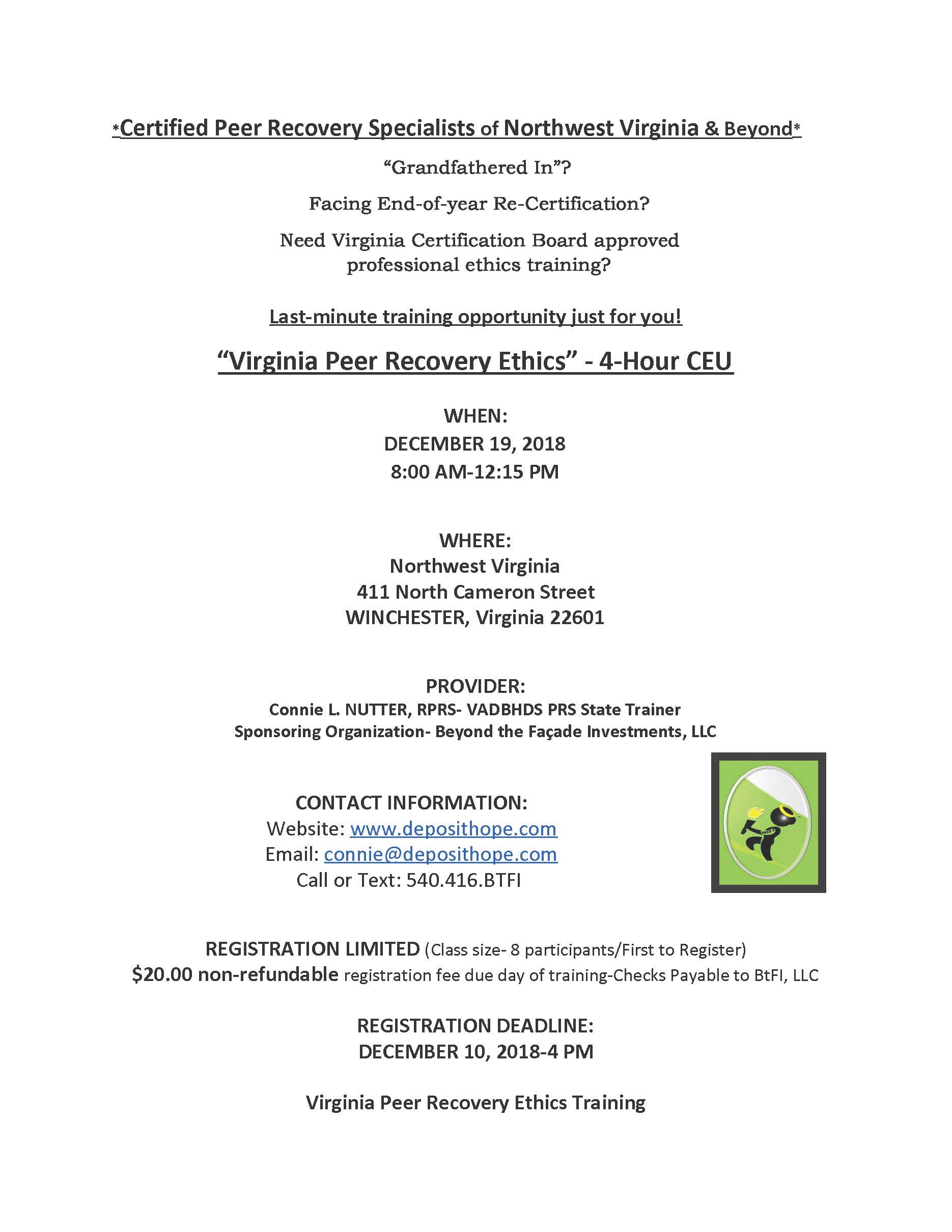 VCB Approved 4-Hour VA PRS Ethics Training Flyer and Schedule 2018 ...